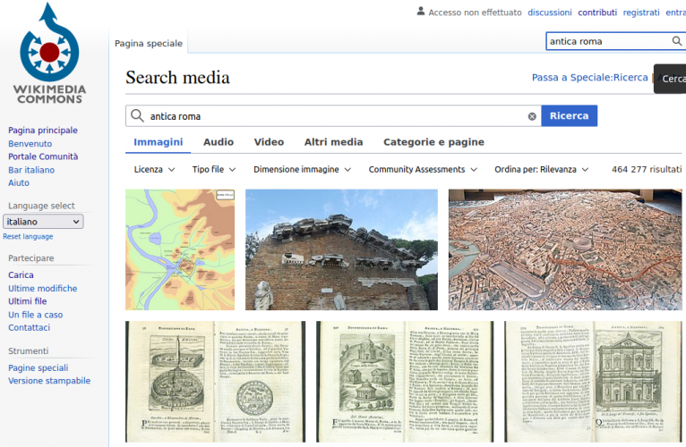 Come si cercano le immagini su Wikimedia Commons